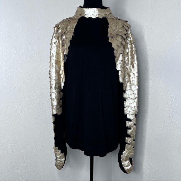 AKIRA | Tops | The Akira Label Nastasia Mock Neck Metallic Gold Scale ...